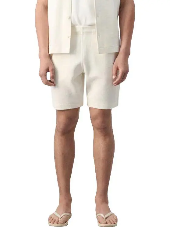 Mango Slim Fit Cotton Waffle Pull-on Shorts - Ecru