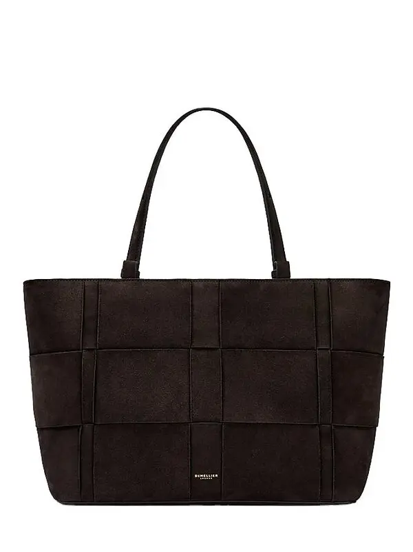 DEMELLIER The Florence Woven Suede Tote Bag - Chocolate