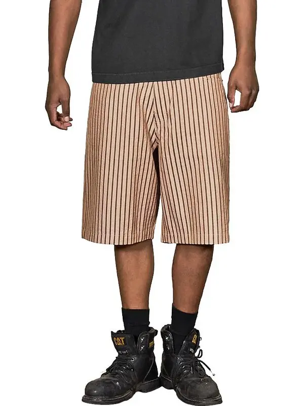PLEASURES 7" Cat Mirror Stripe Shorts - Beige