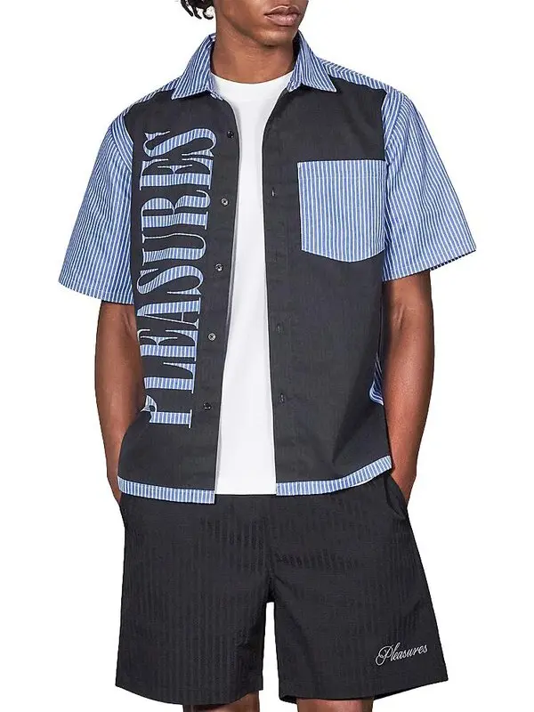 PLEASURES Onyx Block Logo Pocket Shirt - Blue