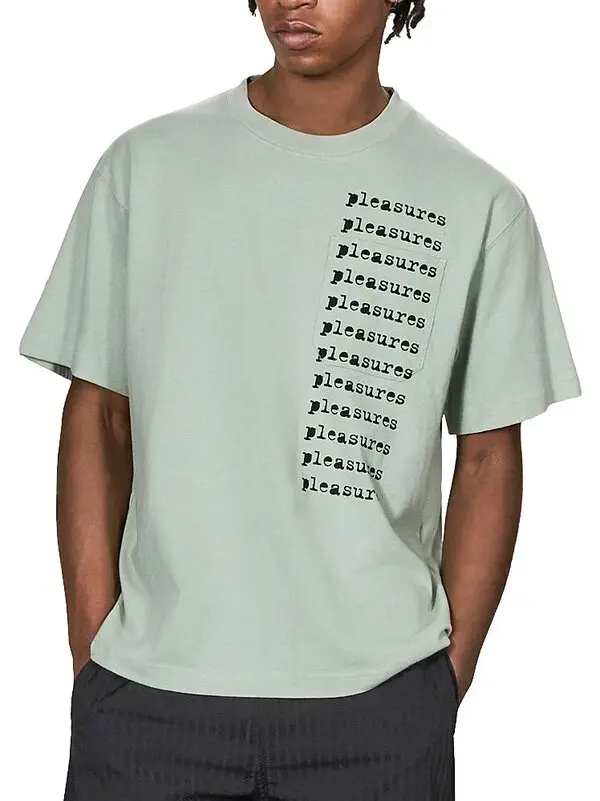 PLEASURES Slip Pocket Logo T-shirt - Sage