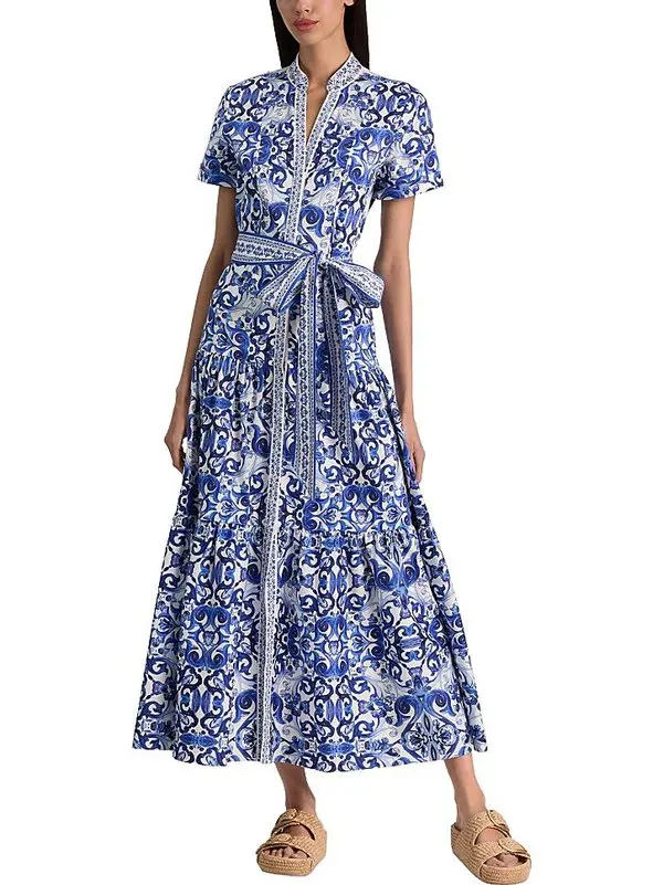 Alice + Olivia Lucy Roll Sleeve Midi Shirt Dress - Solstice
