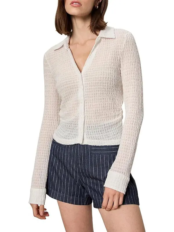 Sanctuary Juno Textured Button Front Top - Chalk