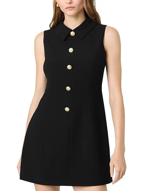 French Connection Azra Sleeveless Collar Mini Dress - Black