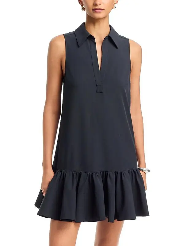 Cinq À Sept Sleeveless Collared Dress With Ruffled Hem - Black