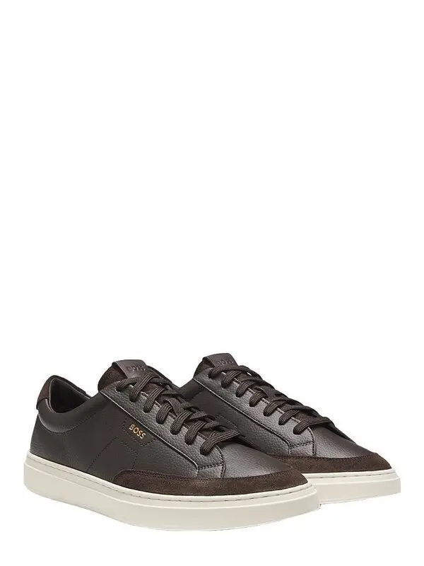 BOSS By Hugo Kieran Tennis Sneaker With Suede Trim - Dark Brown