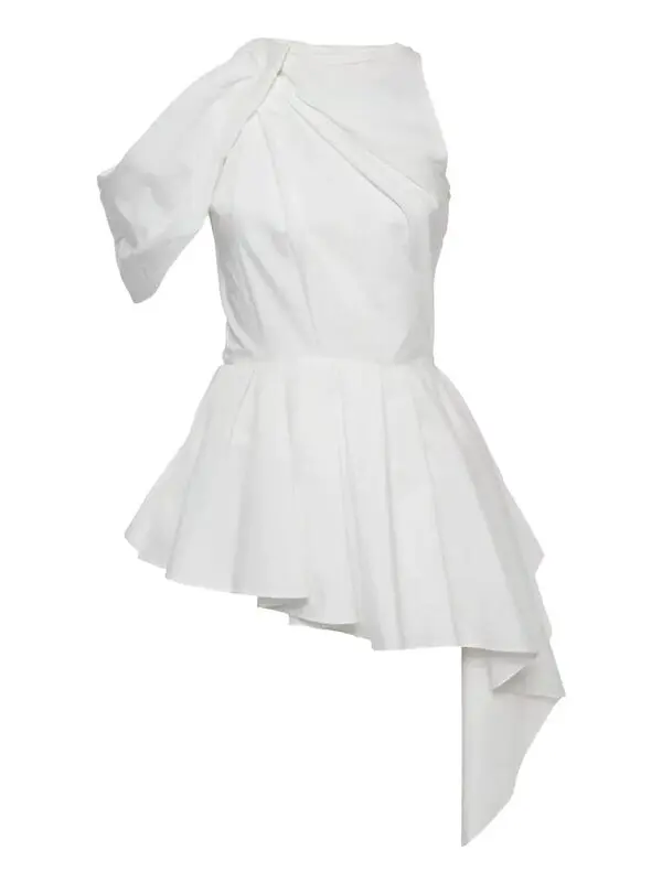 Alexander McQueen Asymmetric Cotton Top - White