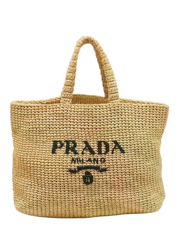 Prada Raffia Tote Bag - Neutrals