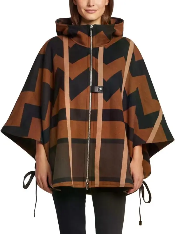 LOUIS VUITTON Wool Geometric-print Hooded Cape - Brown