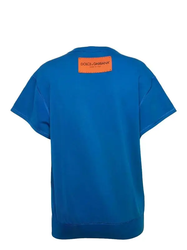 Dolce & Gabbana Logo Appliqué Cotton T-shirt - Blue