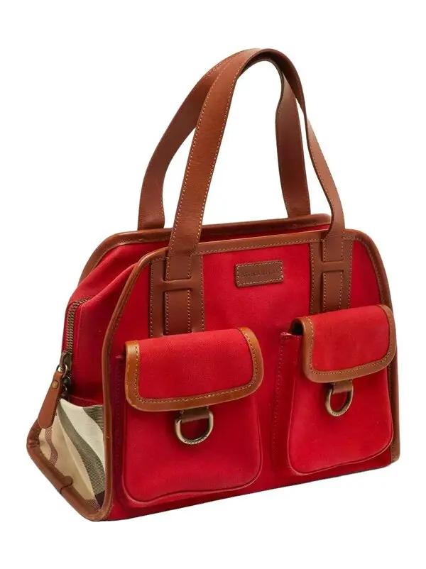 Burberry Nova Check Satchel Bag - Red