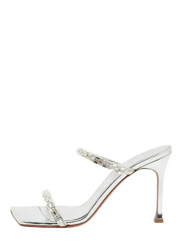 Amina Muaddi Diana Crystal-embellished Patent Leather Sandals - Silver