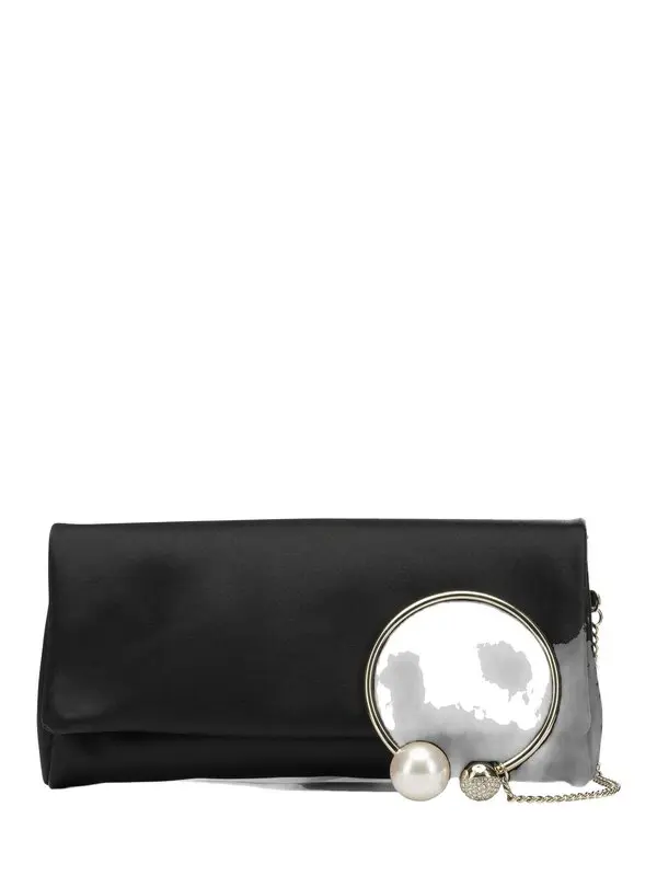 JIMMY CHOO Xandra Nappa Leather Clutch Bag With Embellished Bracelet - Black