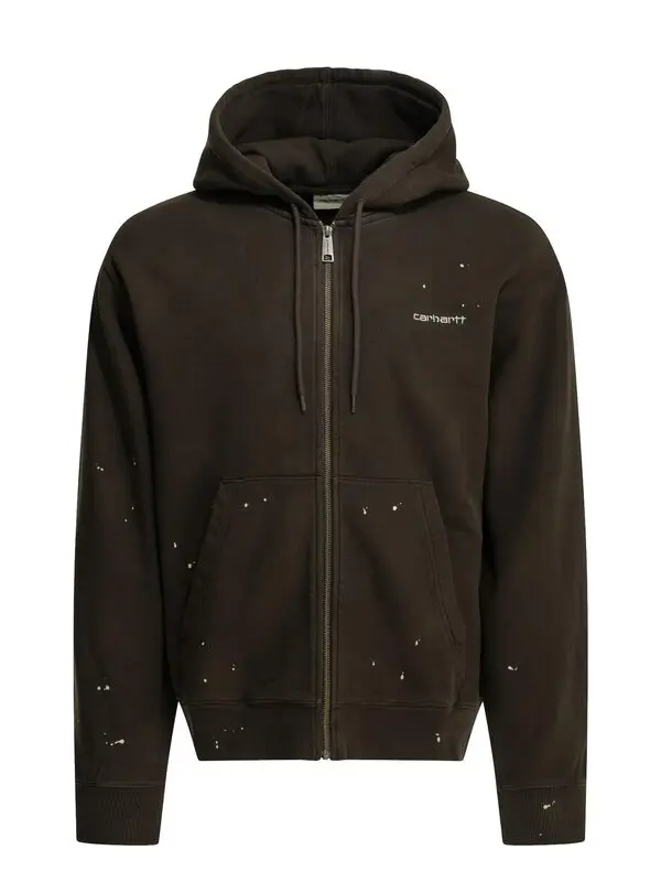 Carhartt Work In Progress Painter' Zip-up Hoodie With Distressed Finish - Brown