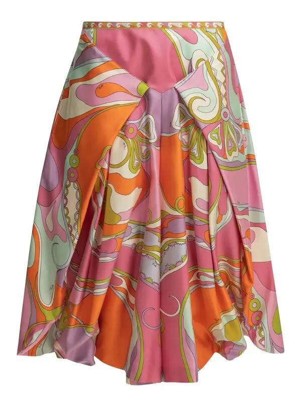 Emilio Pucci Silk Twill Graphic Print Sarong Style Casual Pants - Multicolor