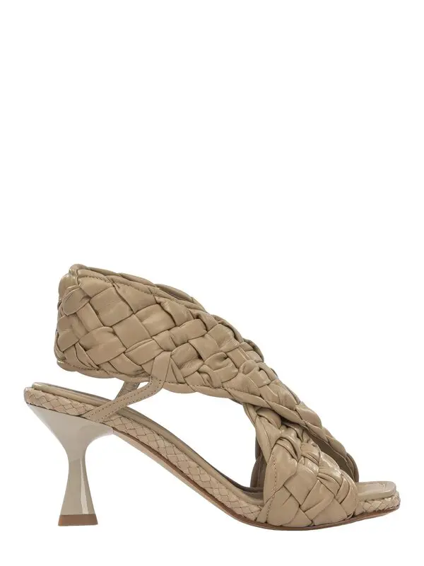 PONS QUINTANA Braided Leather Sandals - Beige