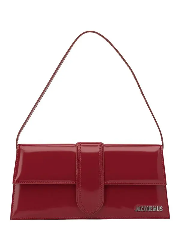 Jacquemus Le Bambin Long Shoulder Bag In Patent Calfskin - Red