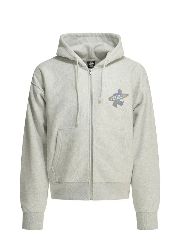 StÜssy Zip Up Hoodie With Embroidered Logo - Grey