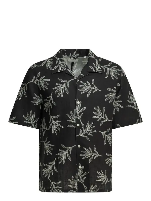 NN.07 Ole" Printed Organic Cotton Twill Shirt - Black