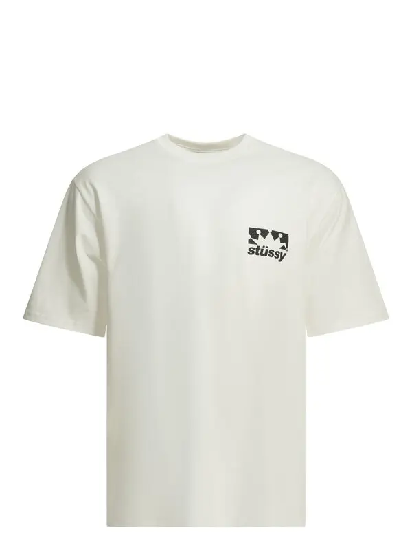 StÜssy Cotton T-shirt With Logo Graphic - White