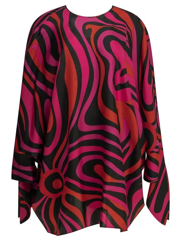 Emilio Pucci Marmo Silk Twill Kaftan Dress - Fuchsia