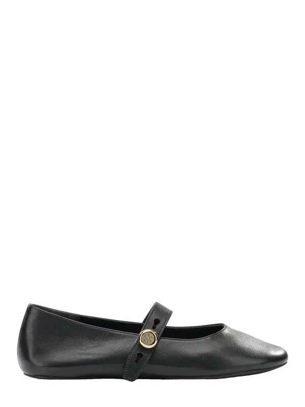 Tory Burch Leather Ballerinas - Black