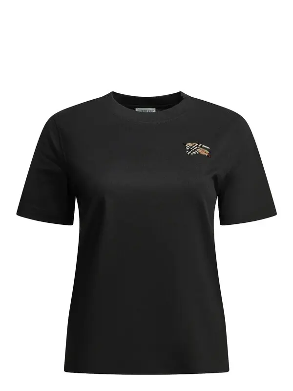 Burberry Knight Check Embroidered Crewneck T-shirt - Black