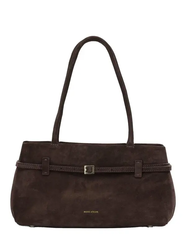 Manu Atelier Le Cambon East West Suede Shoulder Bag - Brown