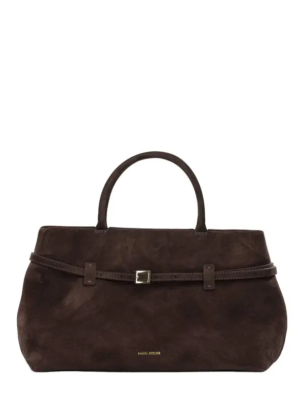 Manu Atelier Le Cambon 35 Medium Suede Calfskin Handbag - Brown