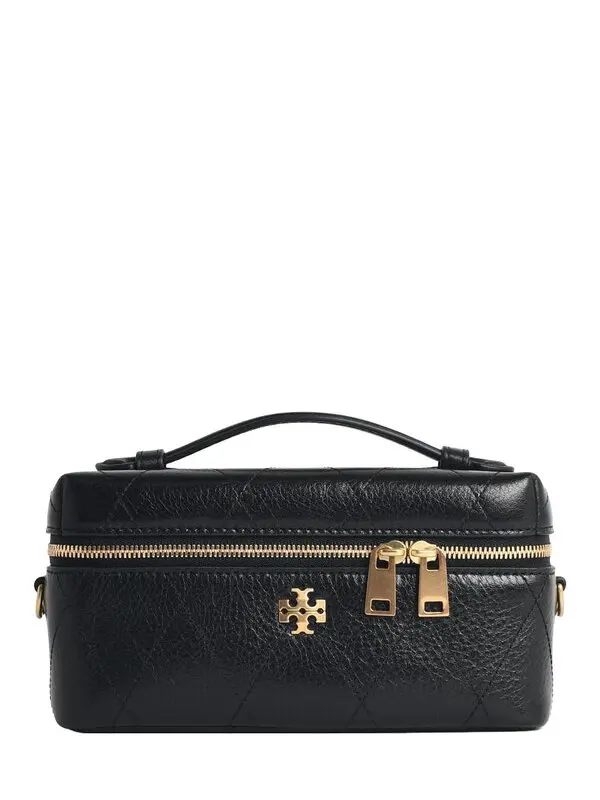 Tory Burch Charlie Matelassé Mini Leather Beauty Case - Black