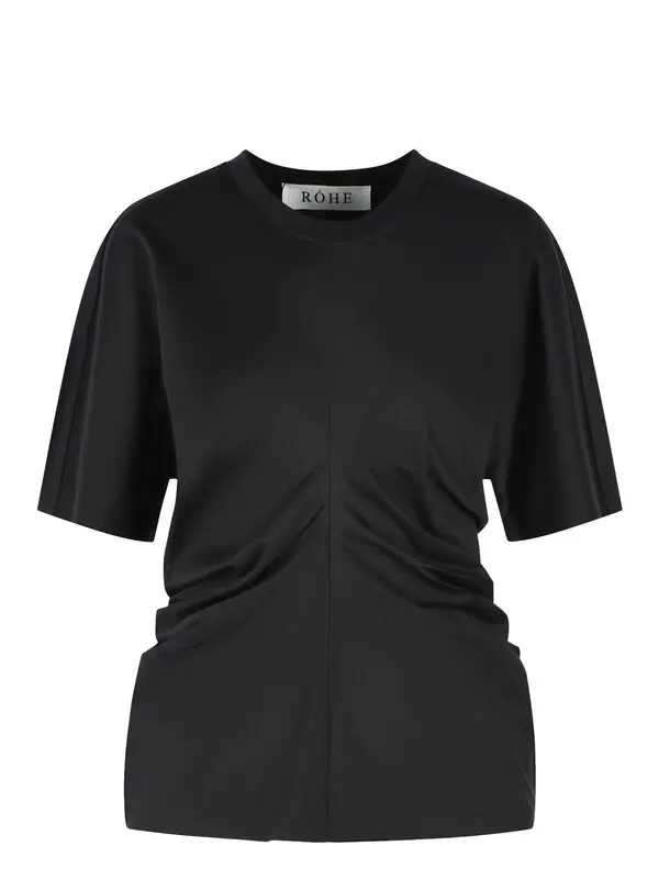 RÓHE Draped T-shirt In Cotton Blend - Black