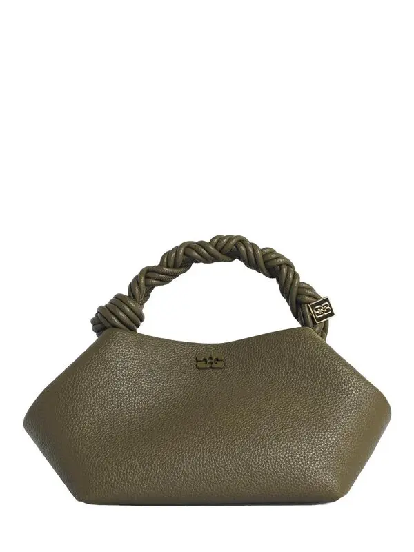 GANNI Small Bou Hammered Leather Bag - Green