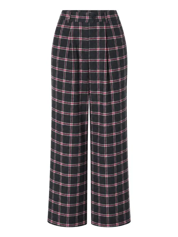 Mind Traveler Checked Pleated Trousers - Grey