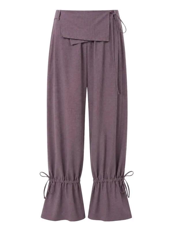 MIND TRAVELER Gingham Balloon Trousers With Adjustable Hem - Blue/brown