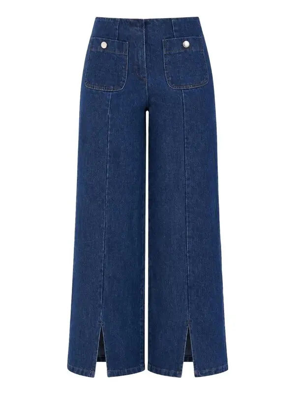 MIND TRAVELER Dark Wide-leg Cristina Jeans - Blue