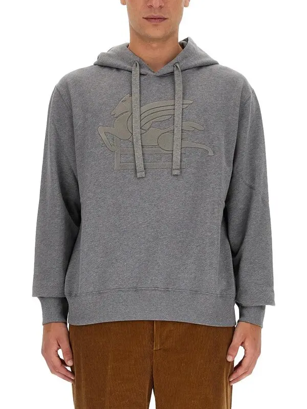 Etro Pegasus Logo Cotton Sweatshirt - Gray