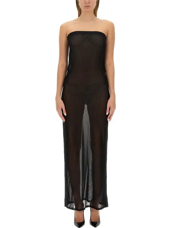 Saint Laurent Strapless Viscose Dress - Black