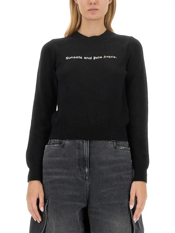 Palm Angels Sunsets Cropped Sweater - Black