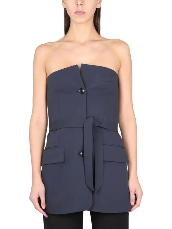 Our Legacy Strapless Belted Blazer Vest - Blue