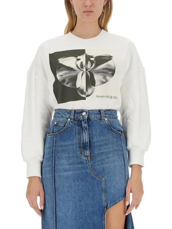 Alexander McQueen Cotton Sweatshirt With Logo Print - Multicolor