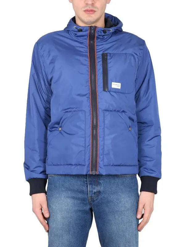 FAY Zip-up Bomber Jacket With Logo Detail - Blue