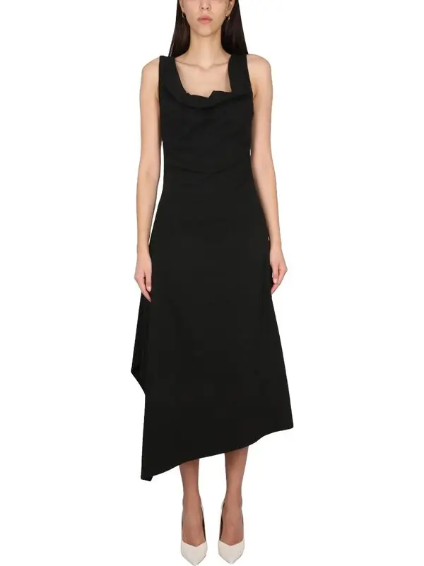 Bottega Veneta Asymmetrical Midi Dress - Black
