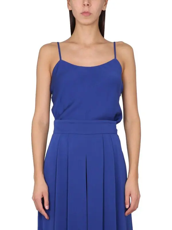 Max Mara Silk Charmeuse Top With Thin Epaulettes - Blue