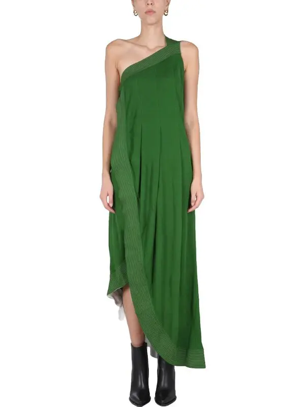 Givenchy One-shoulder Dress With Contrast Stitching - Green