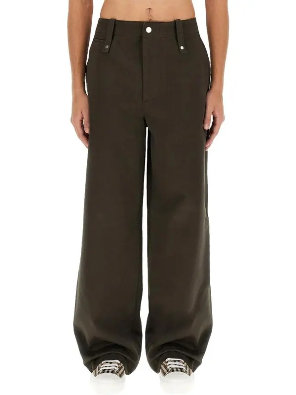 Burberry Cotton Wide Leg Trousers - Brown