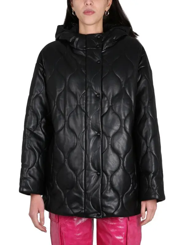 STAND STUDIO Quilted Hooded Jacket - Black
