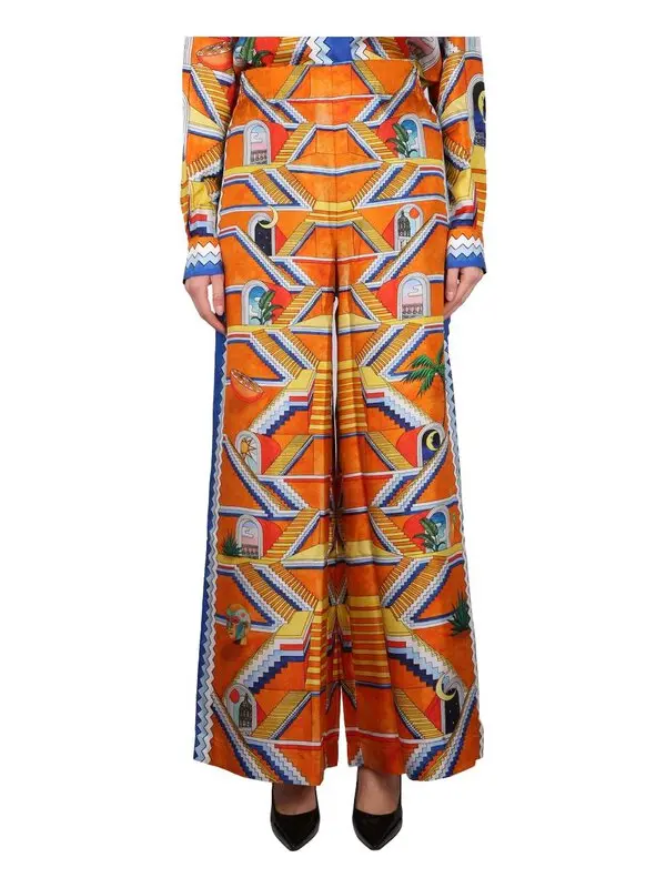 Casablanca Escalier Print Wide Leg Pants - Multicolor