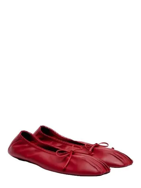 Magda Butrym Leather Ballet Flats With Bow Detailing - Red