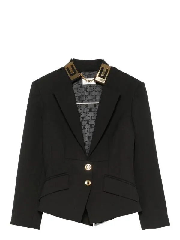 Elisabetta Franchi Long-sleeve Blazer With Peak Lapels And Gold-tone Hardware - Black