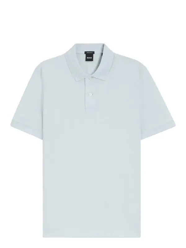 Hugo Boss Pure Cotton Polo Shirt With Chest Logo - Light Blue